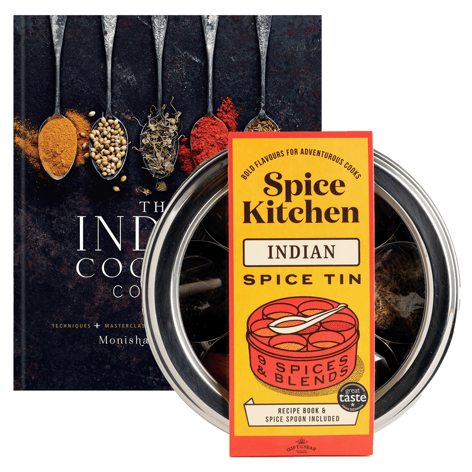 Monisha Bharadwaj 'The Indian Cookery Course ' Signed Copy & Spice Tin ...